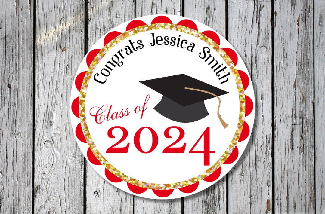 Graduation Stickers - Custom Gold Graduation Stickers - Red Gold ...