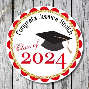 Graduation Stickers - Custom Gold Graduation Stickers - Red Gold ...