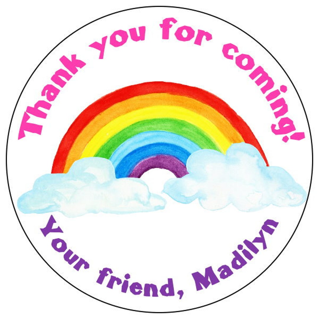 Rainbow Birthday Labels - Watercolor Rainbow Party Stickers - Rainbow ...