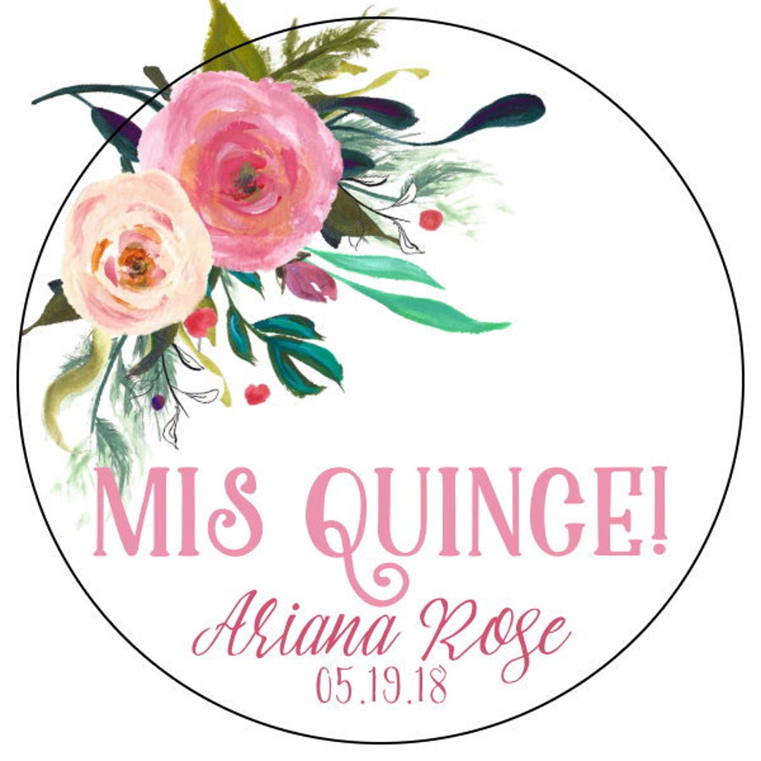 Quinceanera Stickers - Floral Quinceanera Labels - Custom 15th Birthday ...