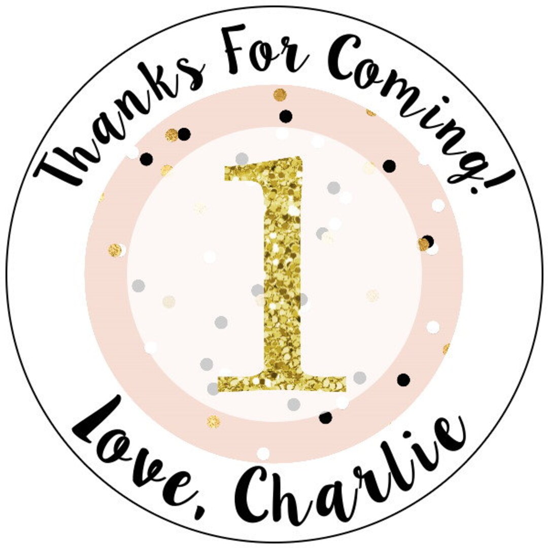 Pink First Birthday Stickers - Gold First Birthday Stickers - 1st ...