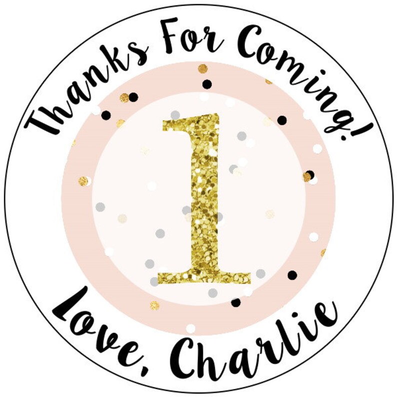 Pink First Birthday Stickers Gold First Birthday Stickers | Etsy