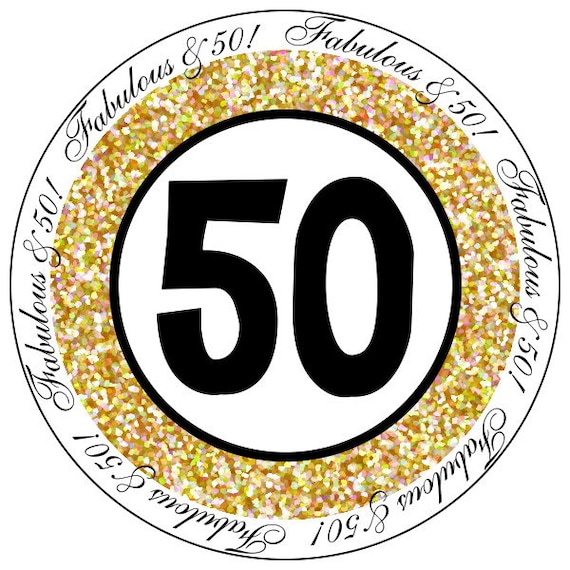 50th Birthday Round Labels