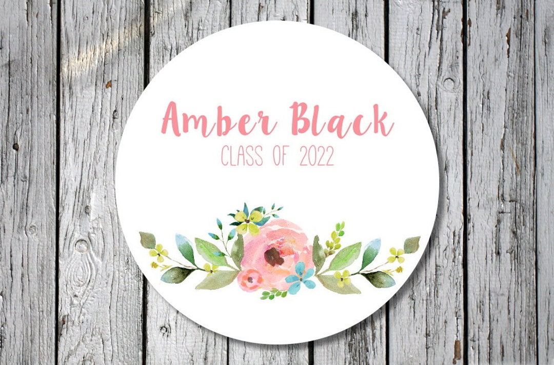 Graduation Stickers - Custom Floral Graduation Labels - Flower ...