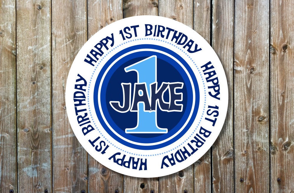 1st birthday stickers blue first birthday stickers custom | Etsy