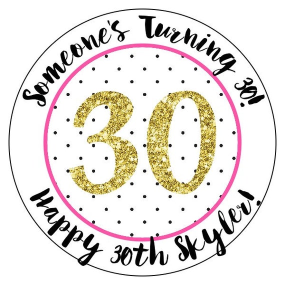 30th birthday stickers pink and black 30th party stickers | Etsy