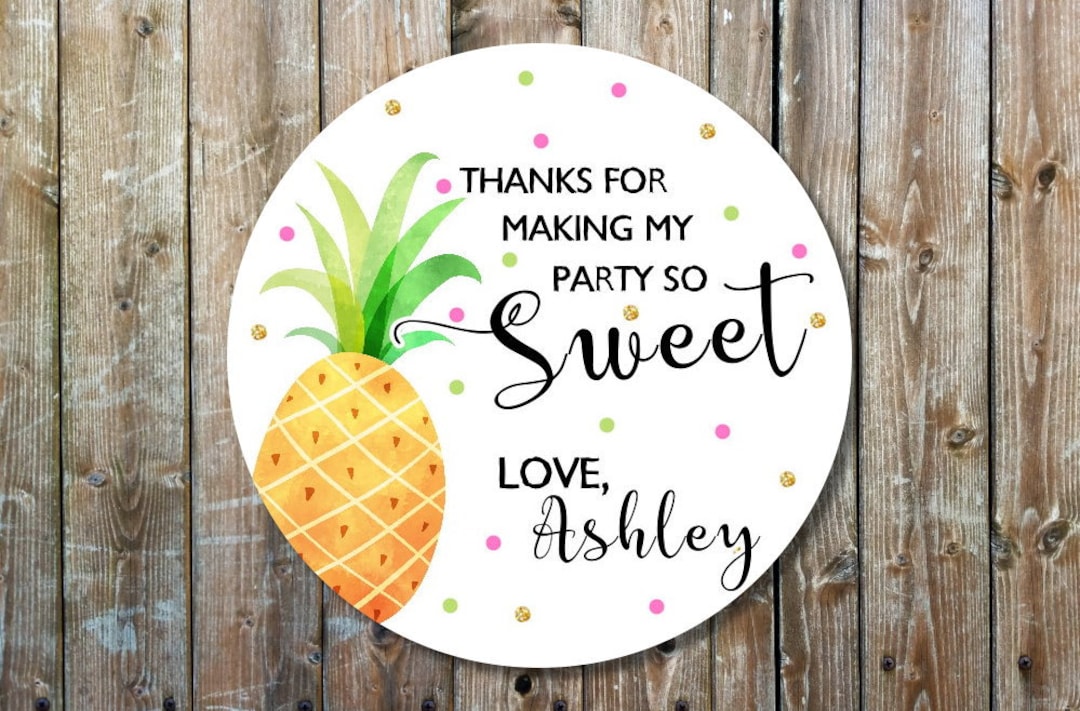 Pineapple Stickers - Tropical Birthday Labels - Pineapple Party ...