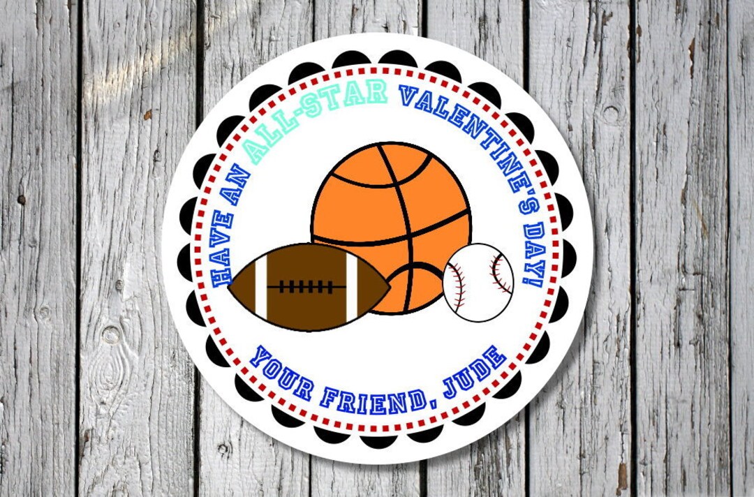 Sports Valentine's Stickers - All-star Valentine Stickers - Boy ...