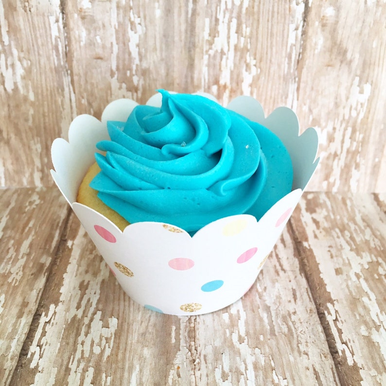 24 rainbow & gold polka dot cupcake wrappers rainbow cupcake | Etsy