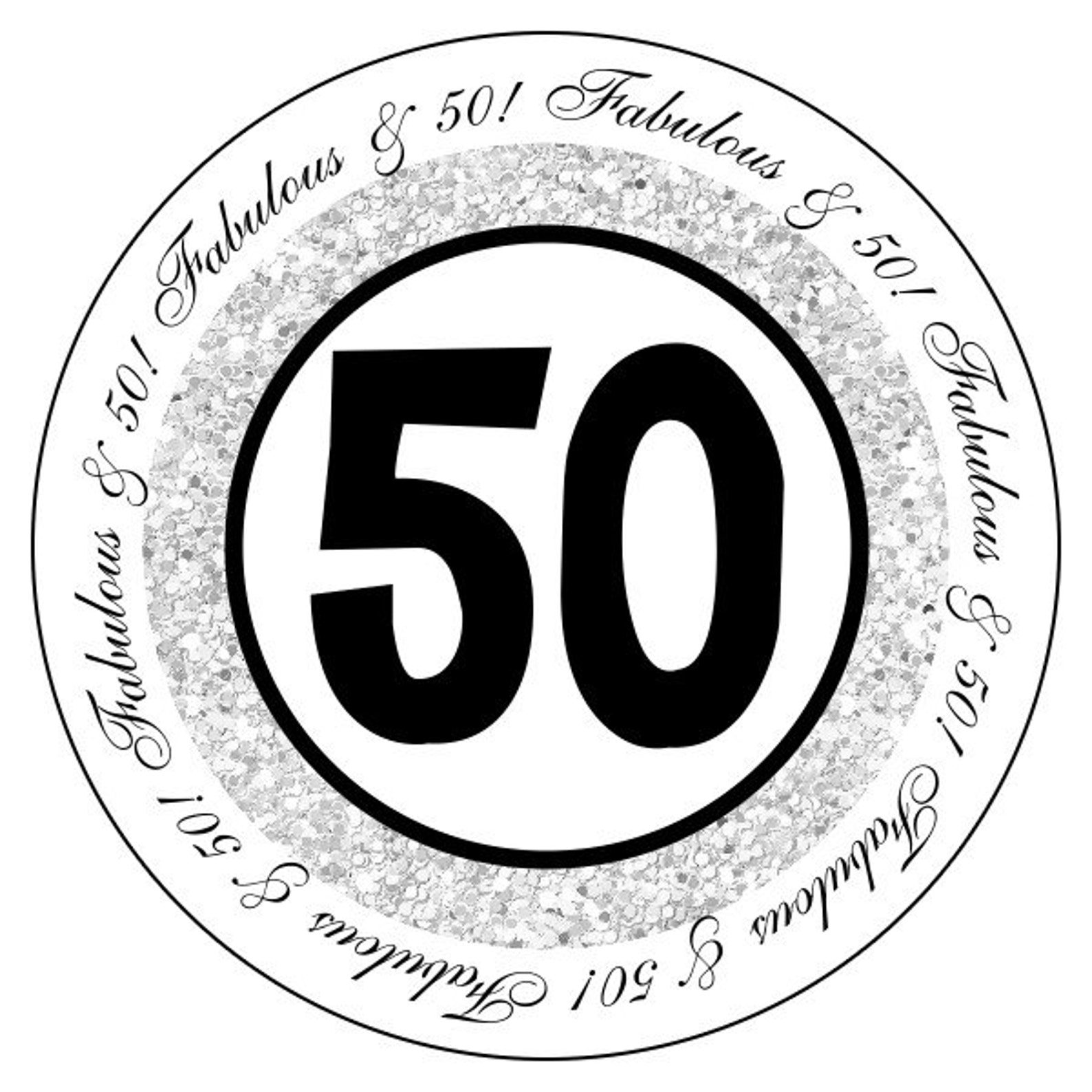 50th birthday stickers silver and black party stickers | Etsy