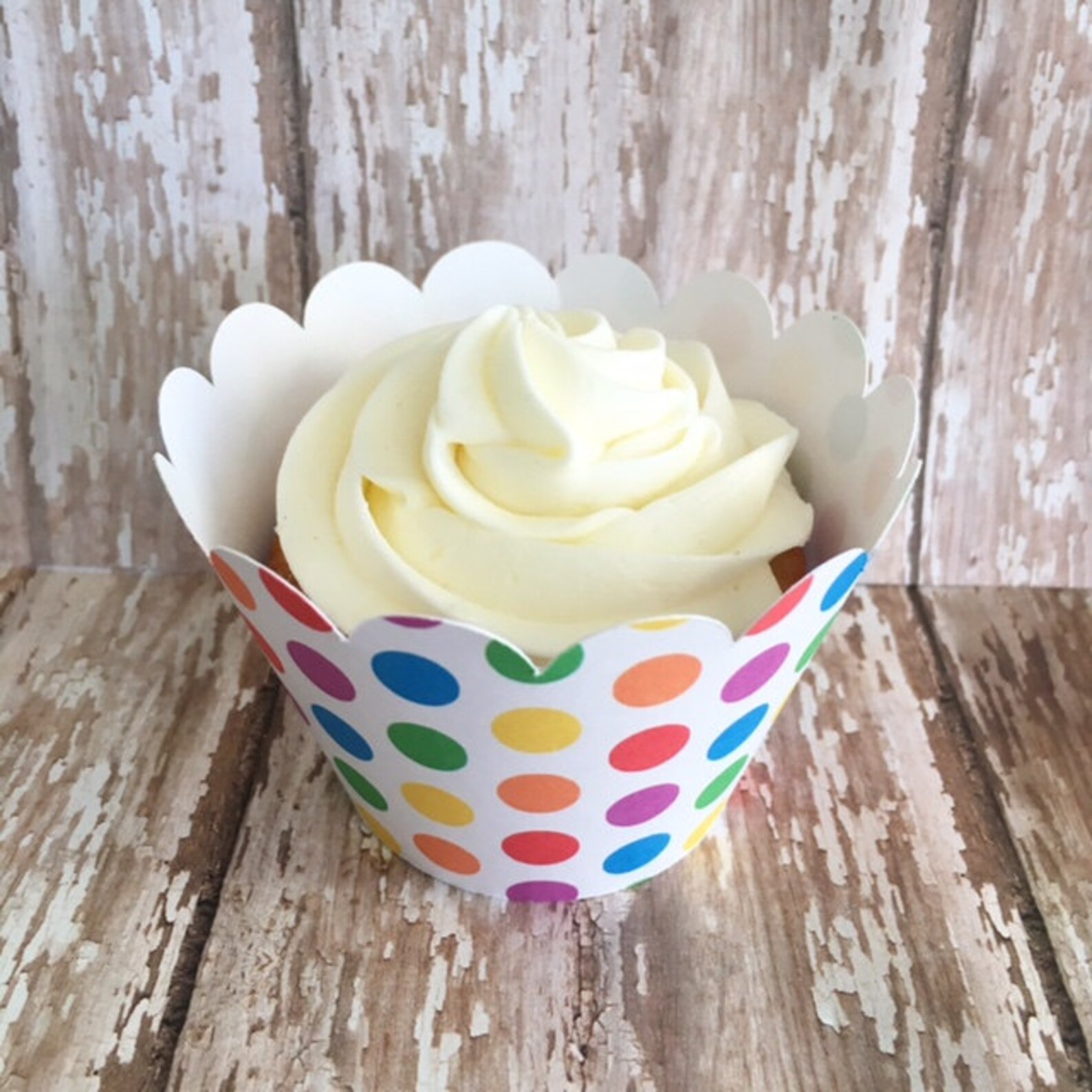 24 Rainbow Cupcake Wrappers Polka Dot Cupcake Wrappers - Etsy