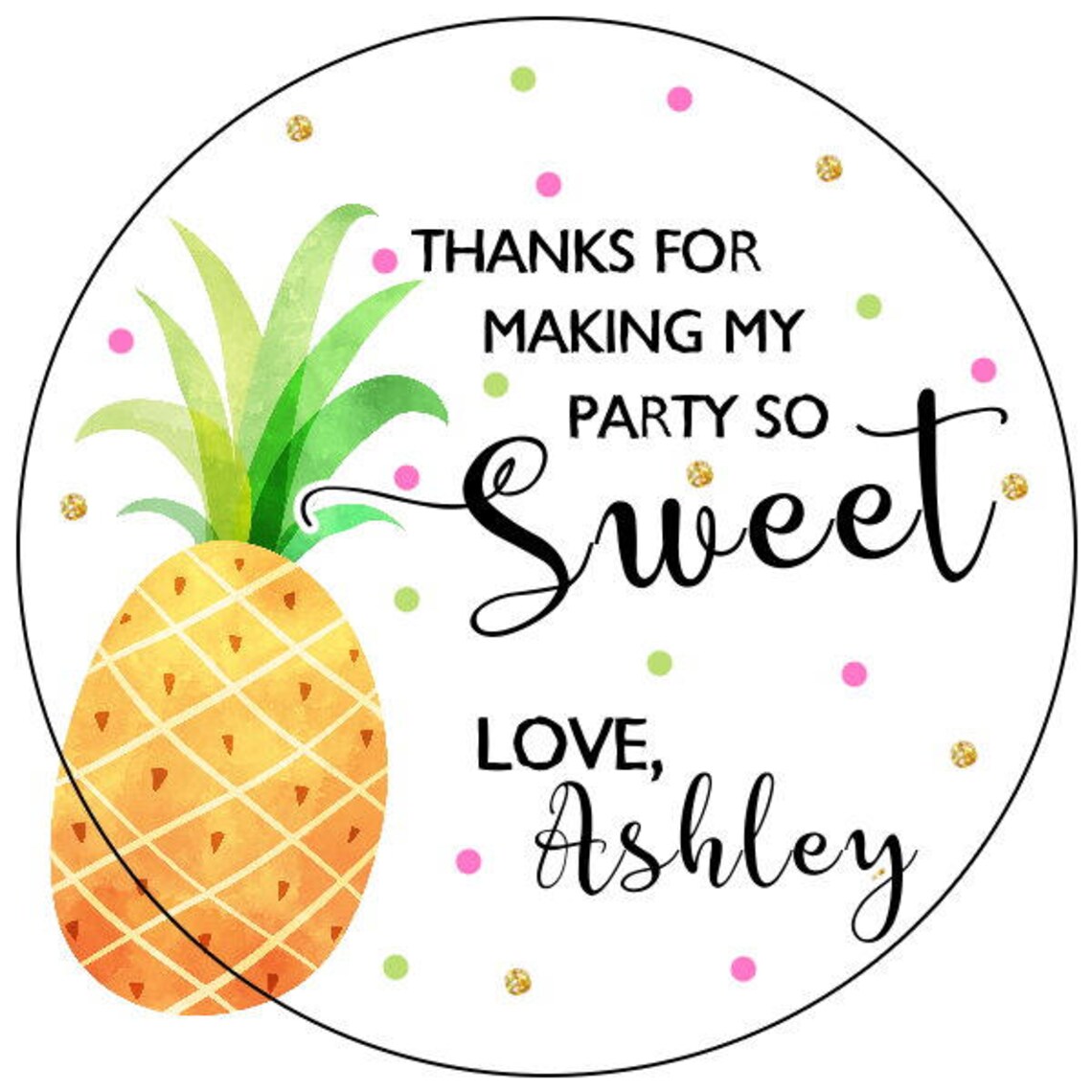 Pineapple Stickers - Tropical Birthday Labels - Pineapple Party ...
