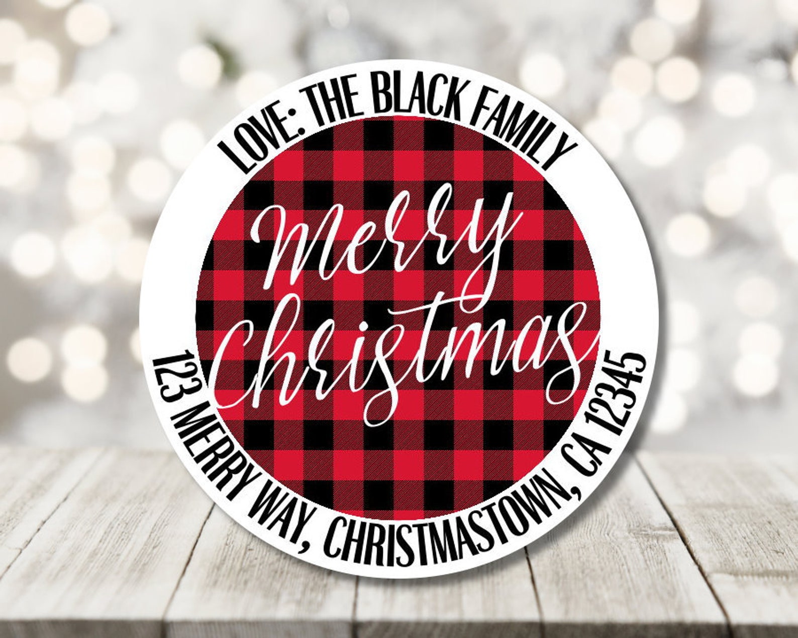 Plaid Christmas Stickers Buffalo Plaid Holiday Labels Red - Etsy