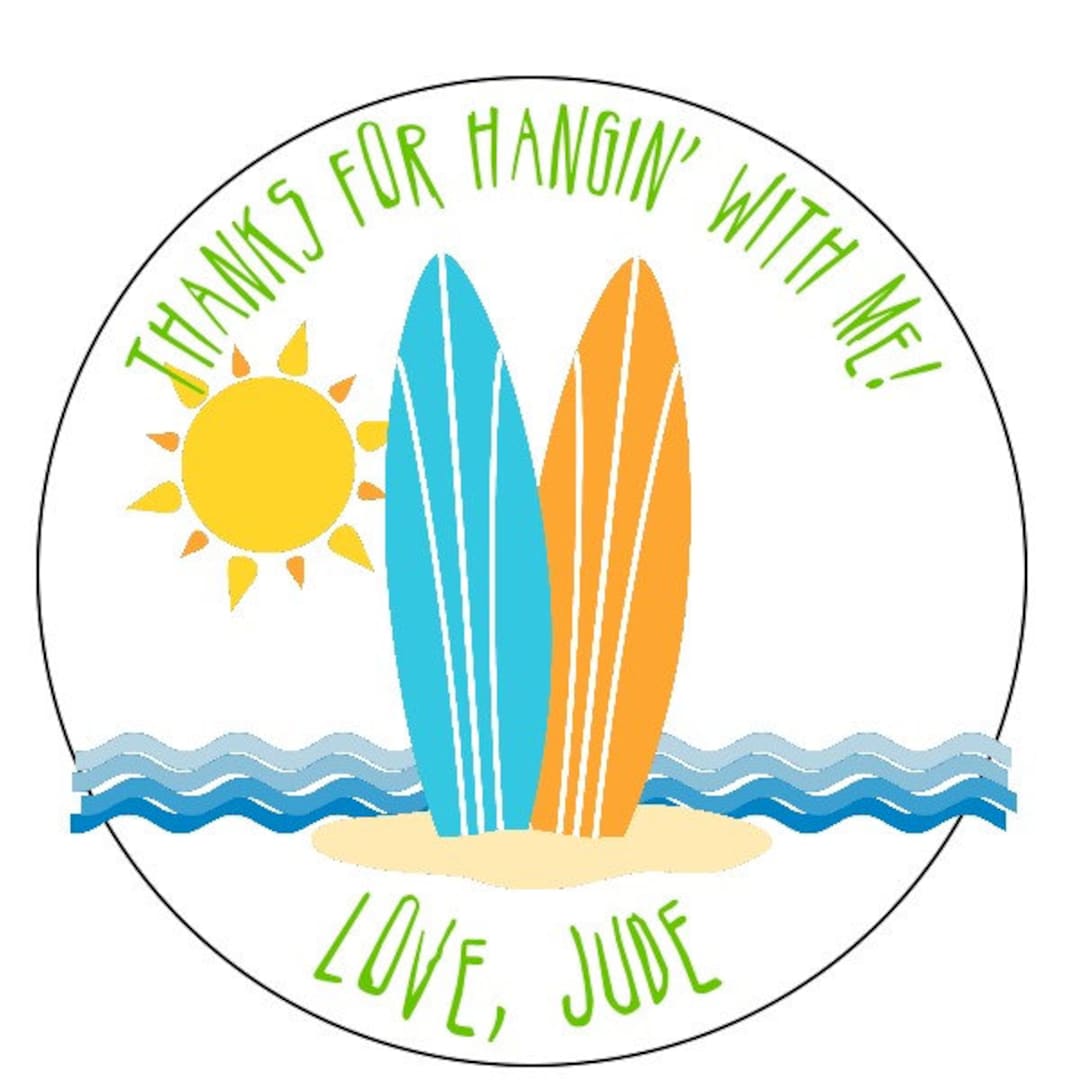 Surf Party Stickers - Custom Surf Birthday Labels - Fun in the Sun ...