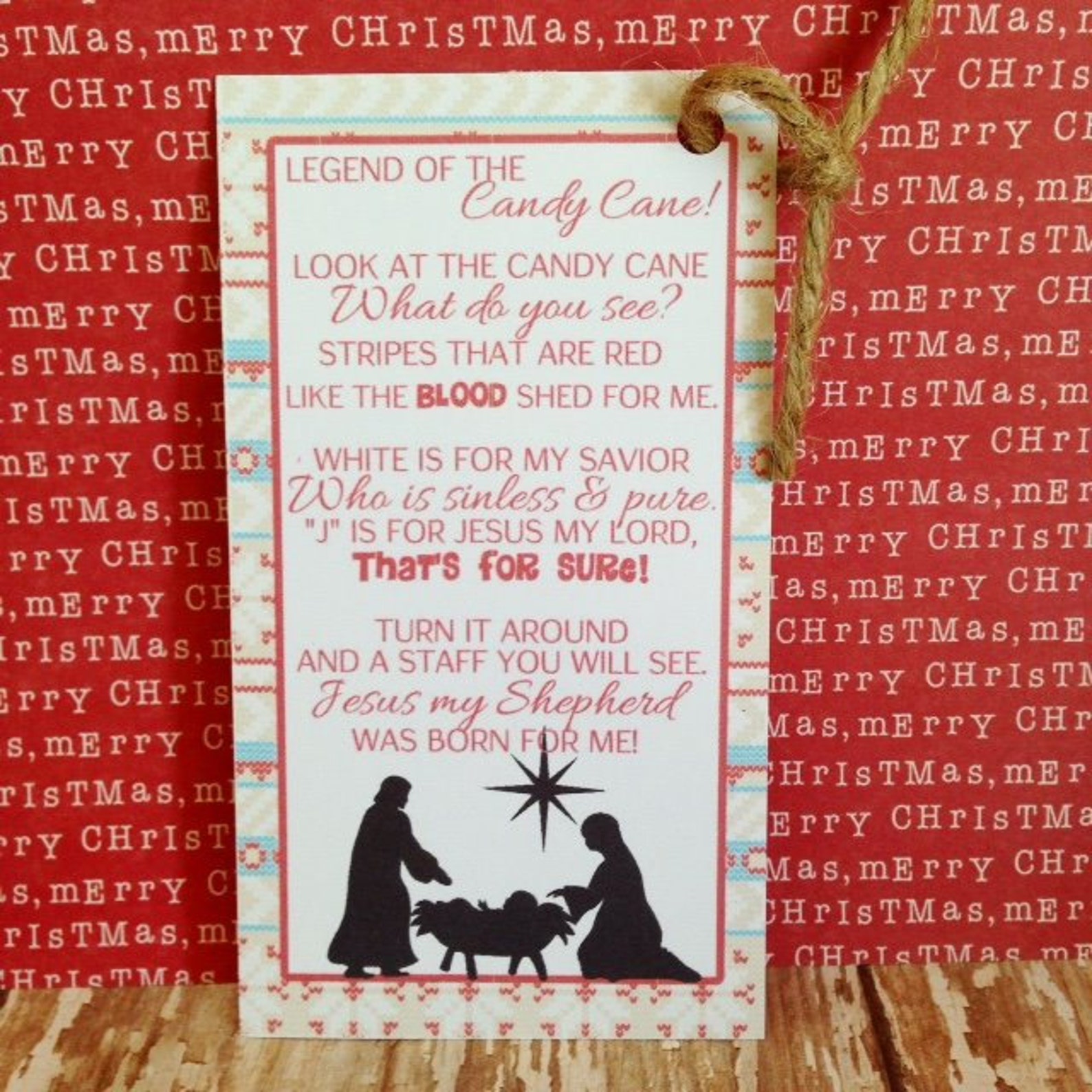 Legend of the Candy Cane Printable Nativity Candy Cane Tag - Etsy