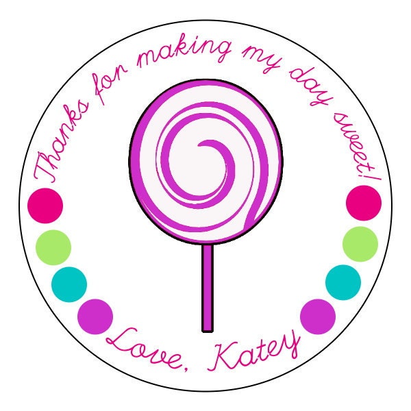 Lollipop Stickers Candy Buffet Party Custom Lollipop Party Stickers ...