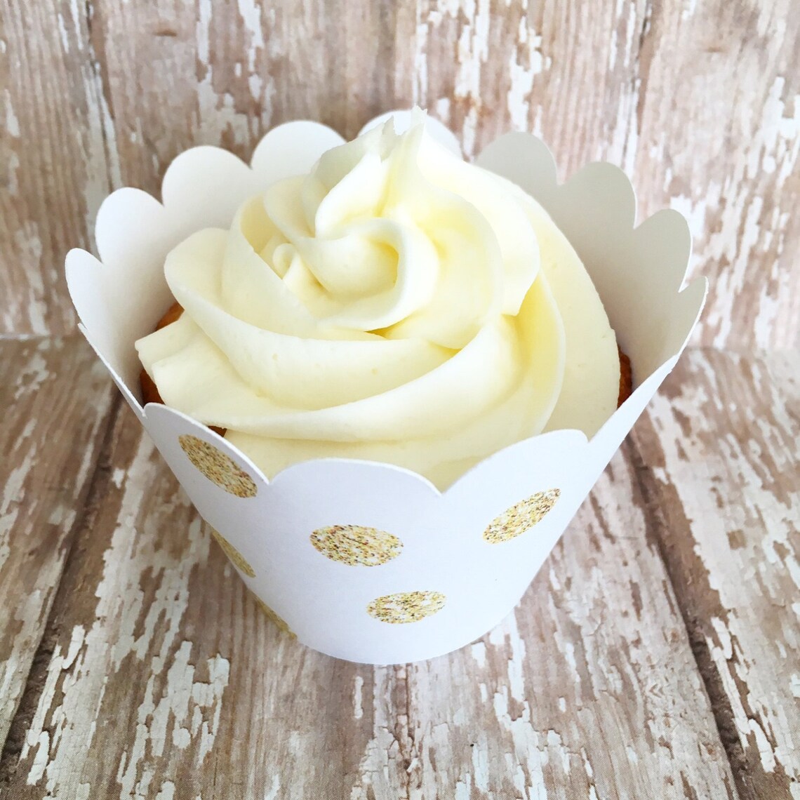 Gold Polka Dot Cupcake Wrappers Gold and White Cupcake - Etsy