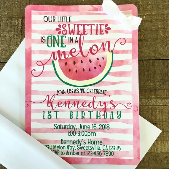 12 Watermelon Birthday Invitations Watermelon 1st Birthday - Etsy