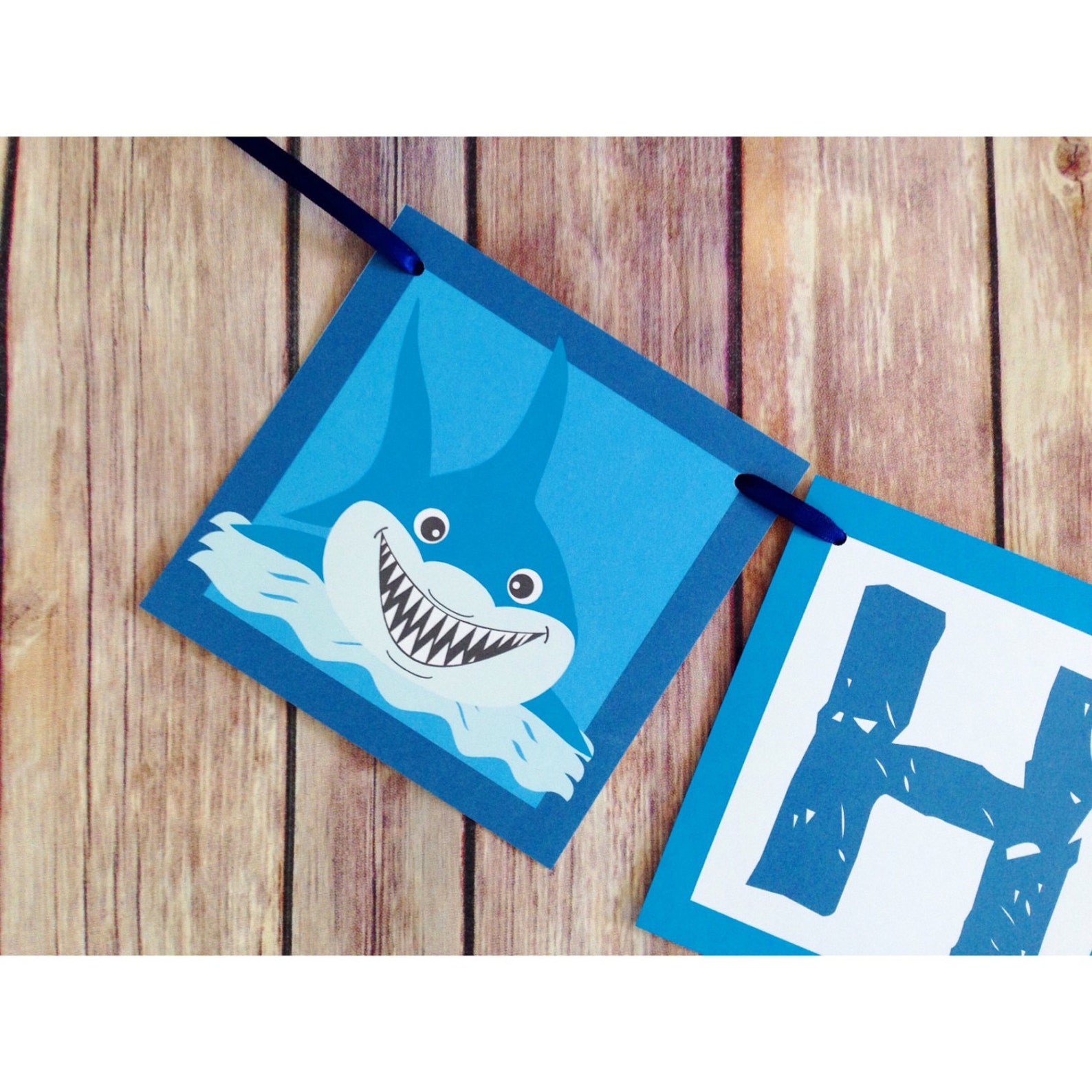 Shark Party Banner Shark Birthday Banner Primary Color | Etsy