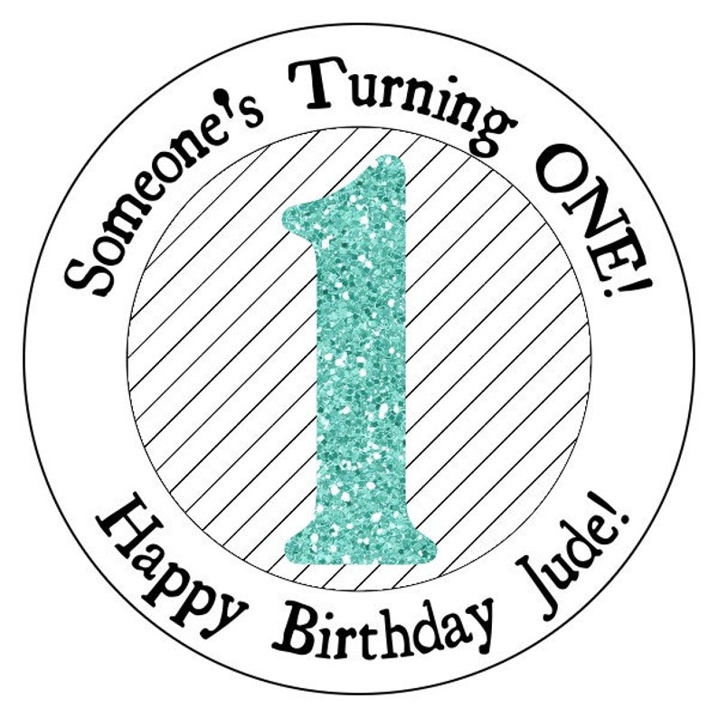 1st Teal Birthday Stickers, Custom Glitter First Birthday Stickers ...