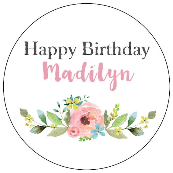 Floral Birthday Stickers Happy Birthday Stickers Custom - Etsy