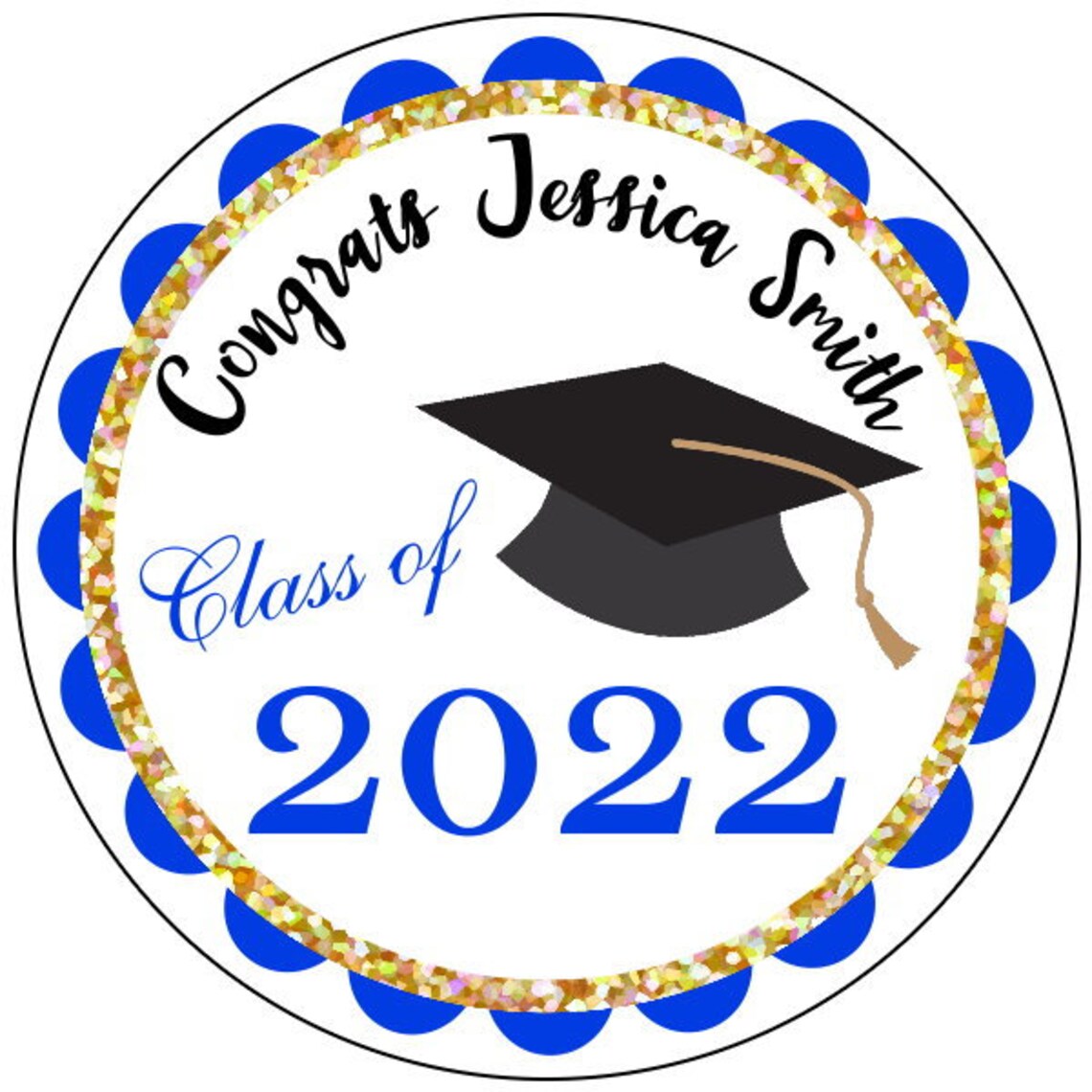 Graduation Stickers Custom Gold Graduation Stickers Blue - Etsy