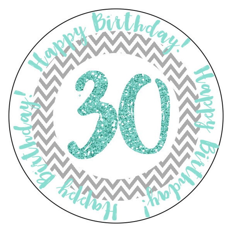 30th Birthday Stickers Chevron 30th Party Stickers Gray - Etsy