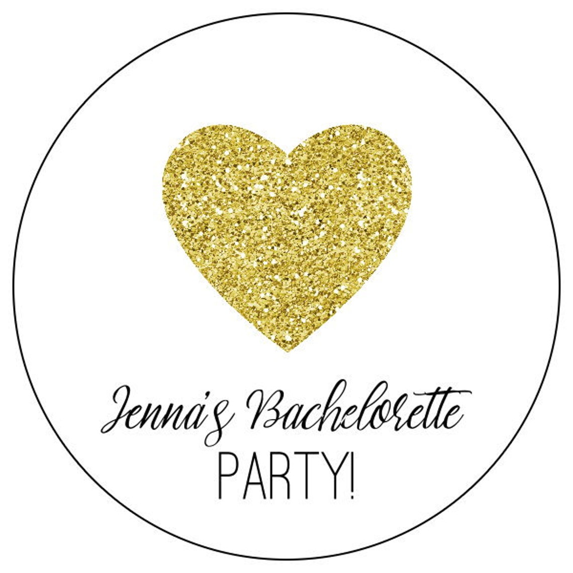 Gold Bachelorette Party Stickers - Custom Gold Heart Bachelorette Party ...