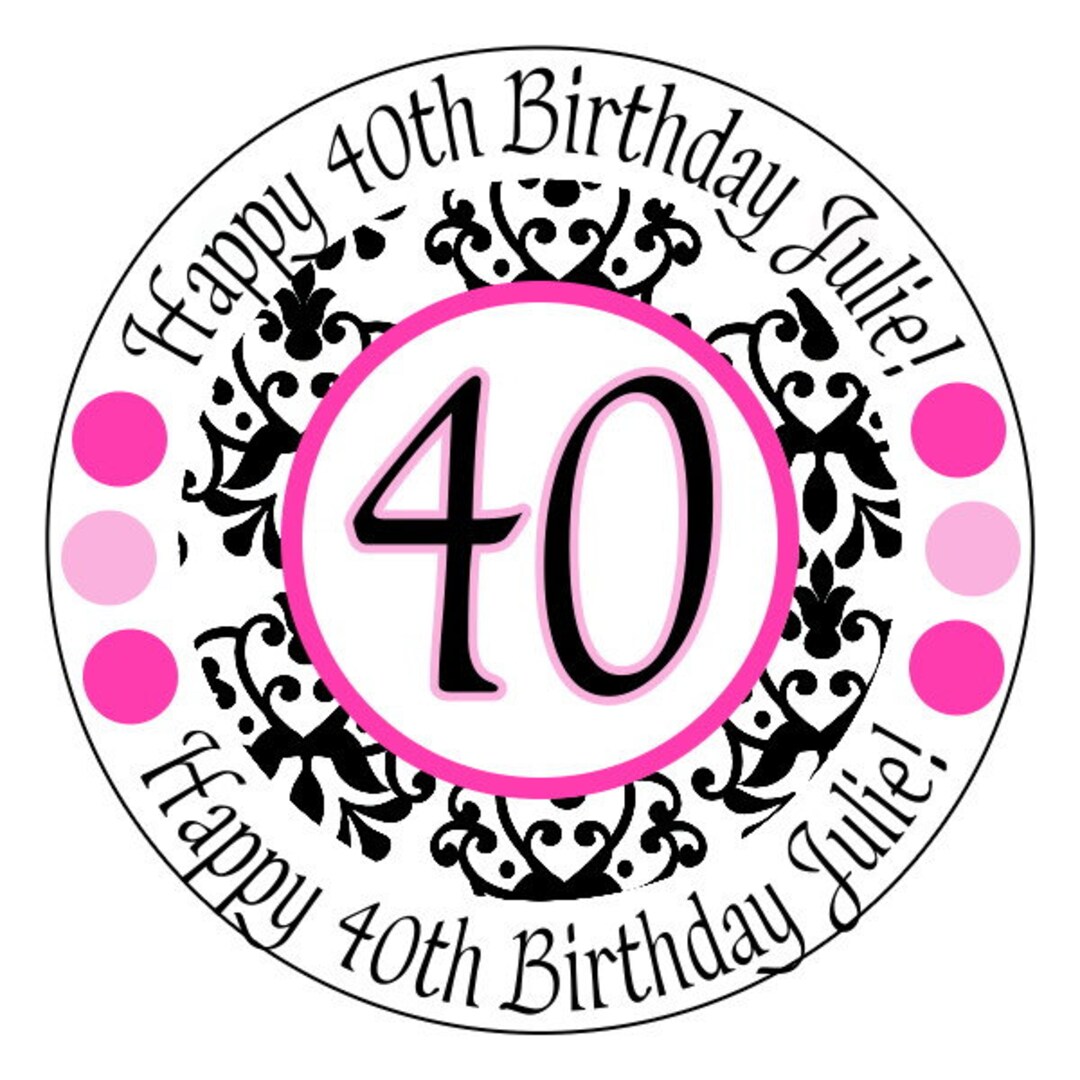 40th Birthday Stickers - Fabulous at 40 Stickers - Pink and Black ...