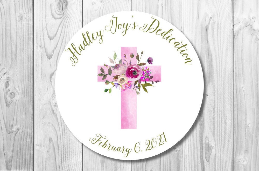 Baby Dedication Stickers - Custom Baptism Labels - Baby Girl ...