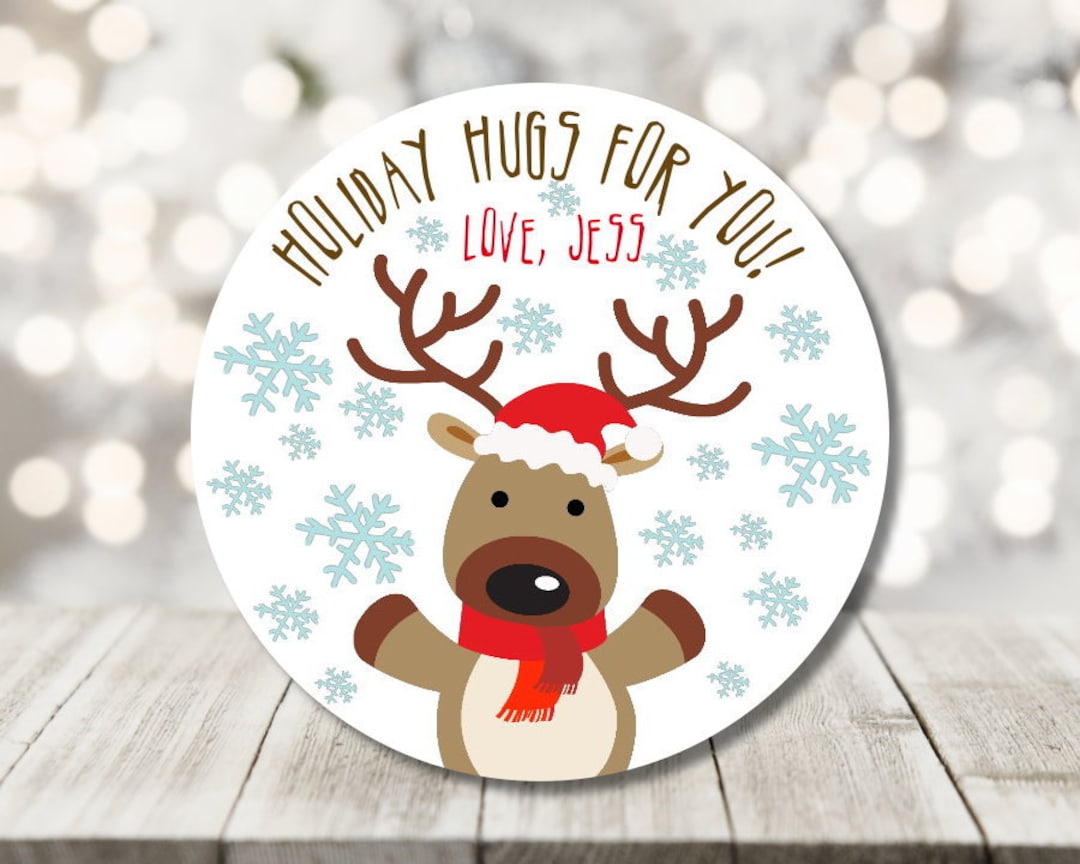 Christmas Reindeer Stickers - Reindeer Hug Stickers - Personalized ...