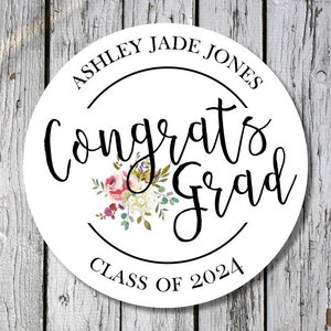 Graduation Stickers - Custom Floral Graduation Stickers - Flower ...