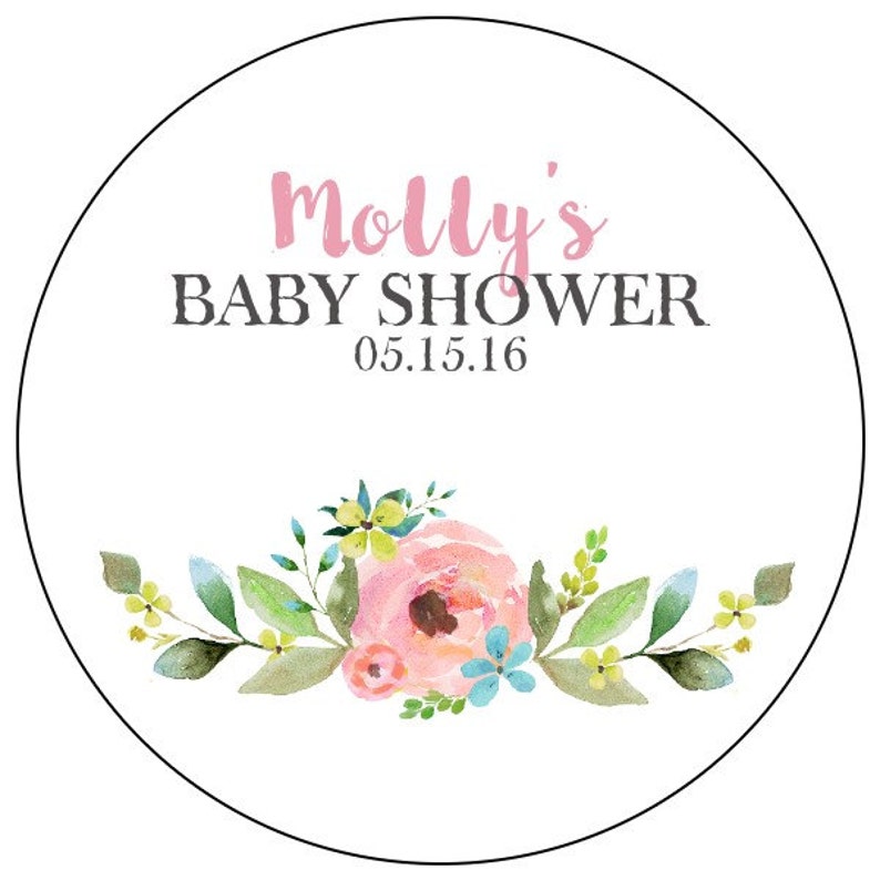Floral Baby Shower Stickers - Watercolor Flower Baby Shower Stickers ...