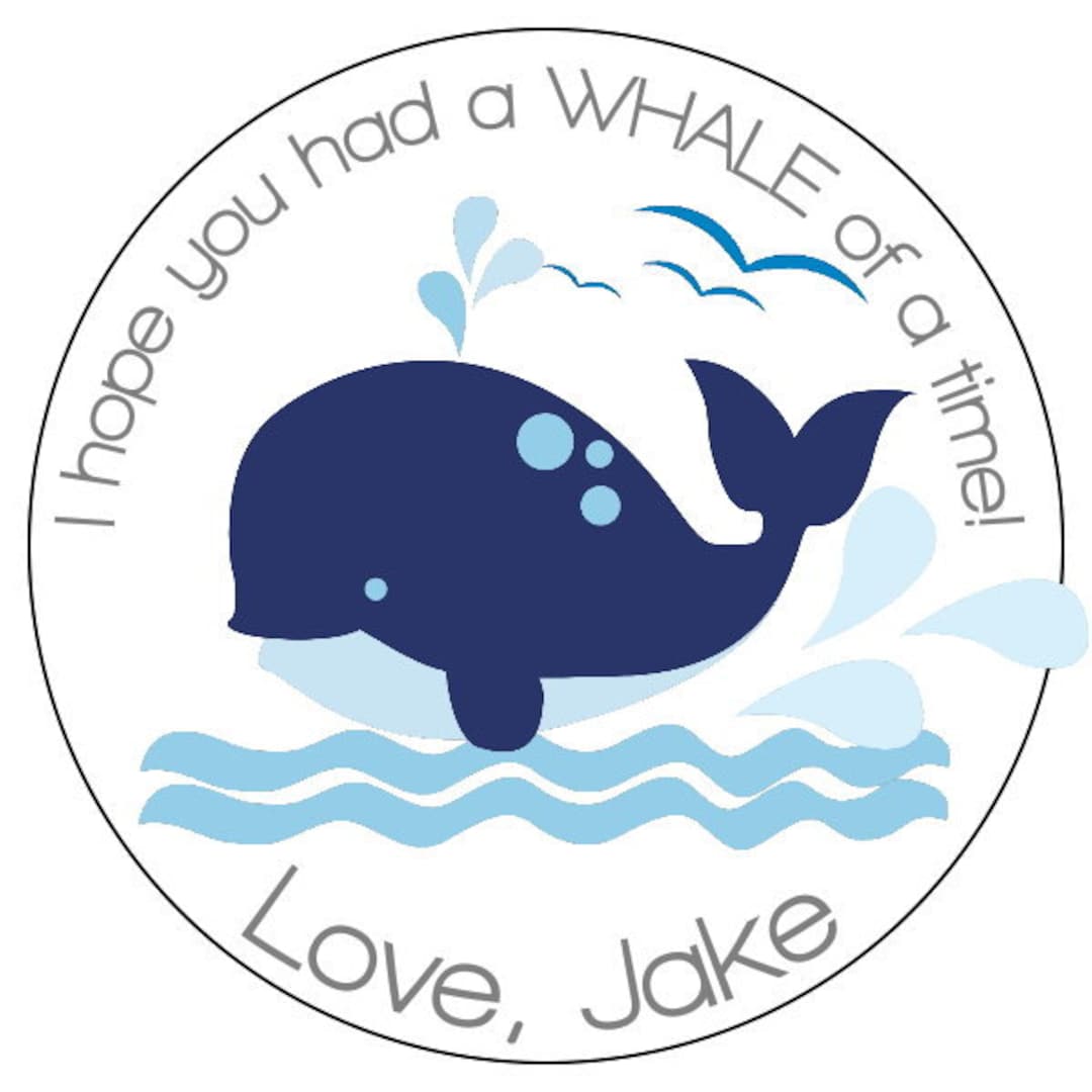 Whale Party Stickers - Whale Birthday Labels - Blue Ocean Stickers ...