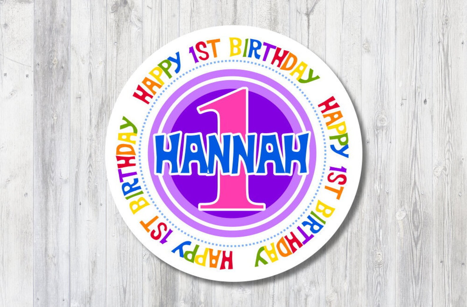 Rainbow 1st Birthday Label Custom First Birthday Stickers Custom ...