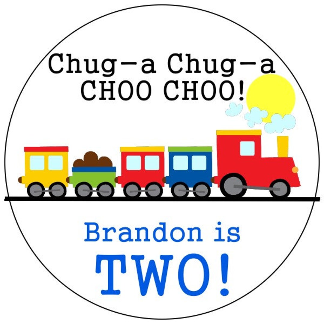 Train Party Stickers - Choo Choo Birthday Stickers - 2nd Birthday ...