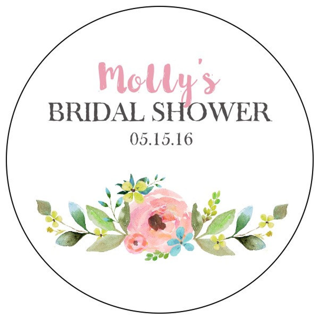 Bridal Shower Stickers - Watercolor Flower Bridal Shower Stickers ...