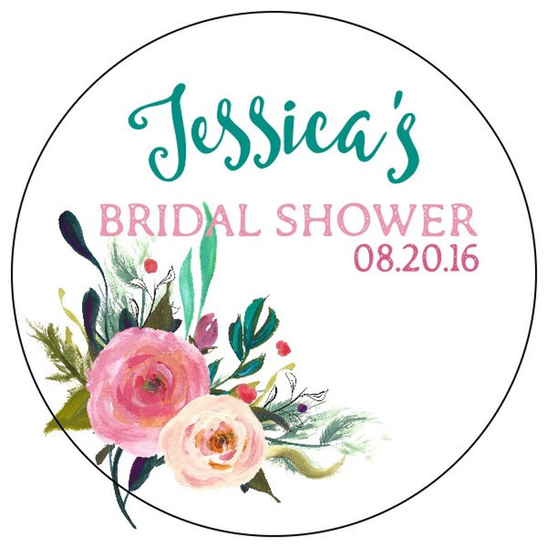 Bridal Shower Stickers Custom Floral Bridal Shower Stickers - Etsy