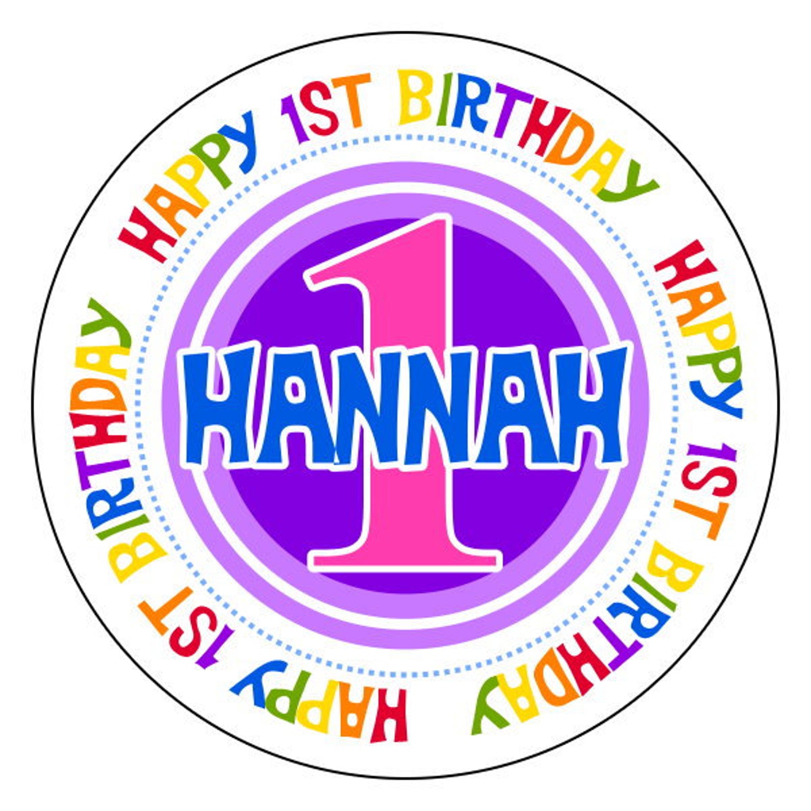 Rainbow 1st Birthday Label Custom First Birthday Stickers Custom ...