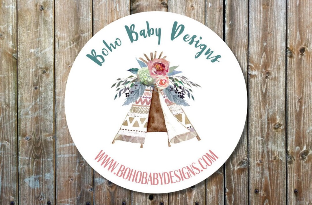 Business Stickers - Boho Business Labels - Watercolor Teepee Business ...