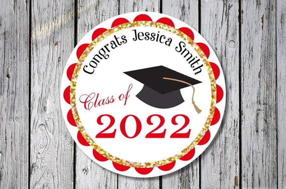Graduation Stickers Custom Gold Graduation Stickers Red - Etsy