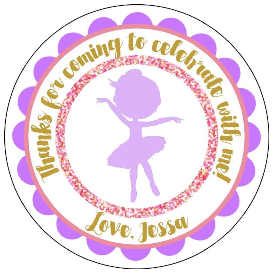 Ballerina Party Stickers - Custom Ballet Stickers - Pink and Gold ...