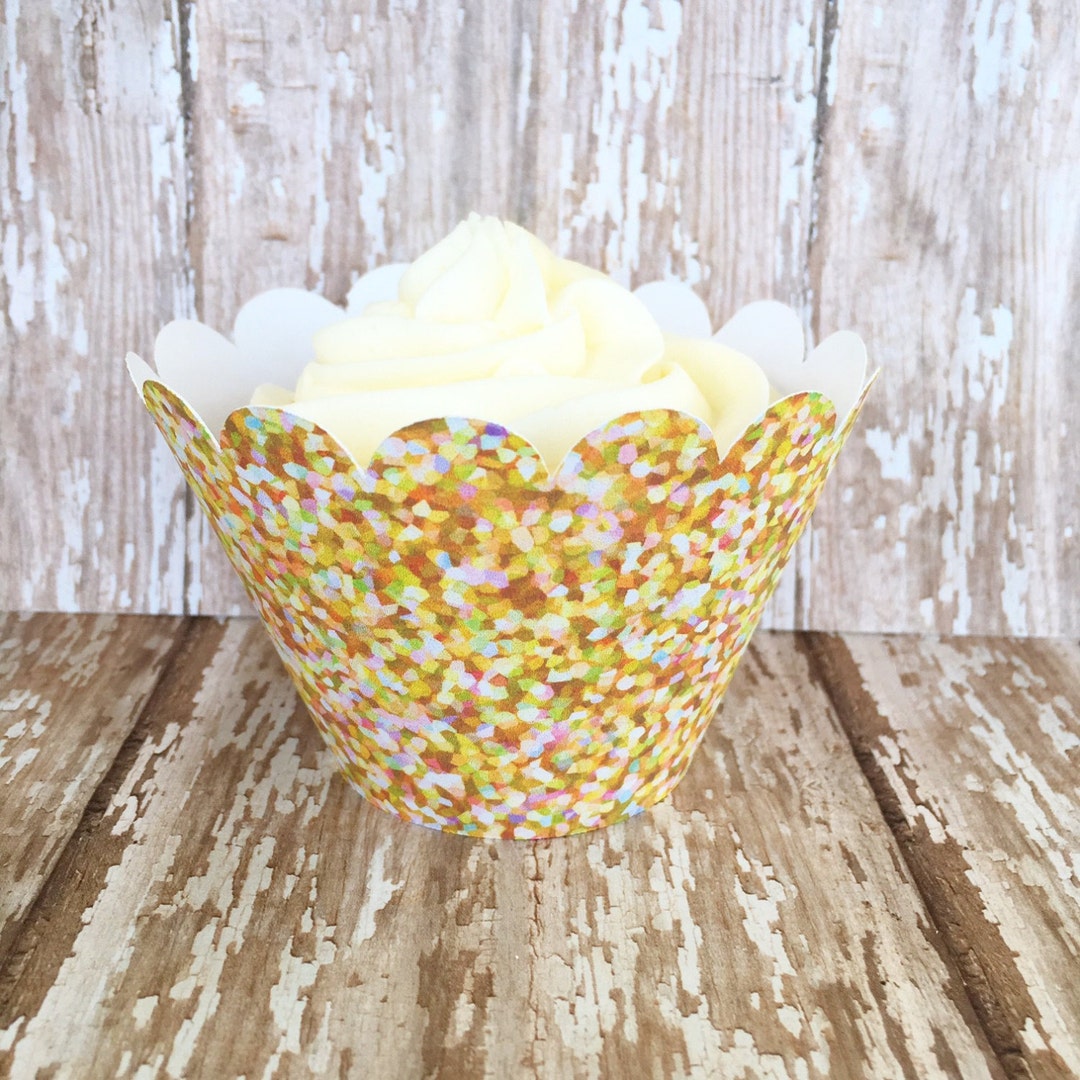 24 Gold Glitter Cupcake Wrappers, Gold Sparkle Cupcake Wrappers, Gold ...