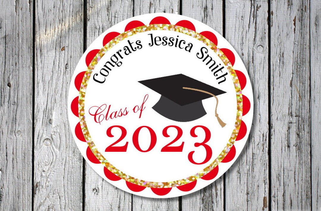 Graduation Stickers Custom Gold Graduation Stickers Red - Etsy