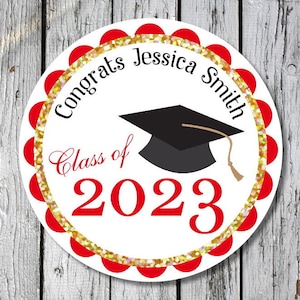 Graduation Stickers Custom Gold Graduation Stickers Red - Etsy