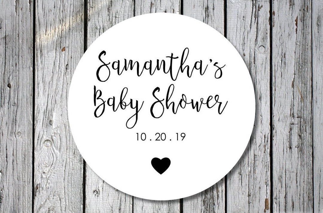 Baby Shower Stickers, Personalized Baby Shower Stickers - Custom Black ...