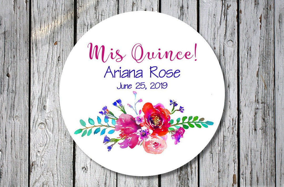 Quinceanera Stickers - Floral Quinceanera Labels - Custom 15th Birthday ...