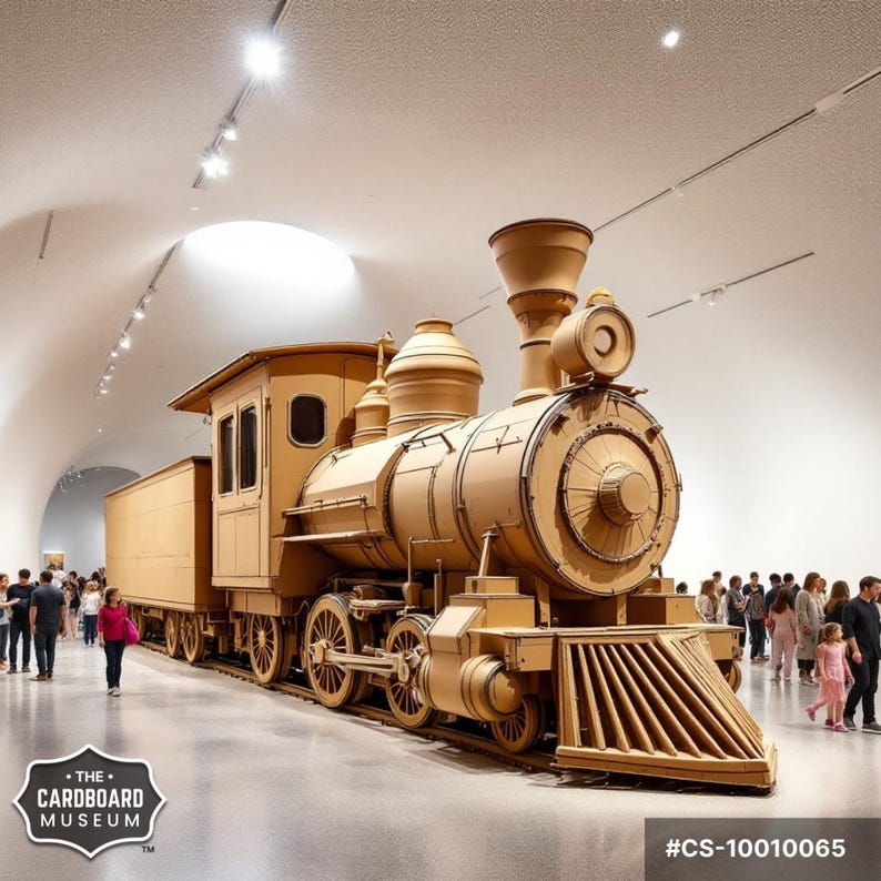 Cardboard Steam Locomotive Train Sculpture | Handcrafted Cardboard Art ...