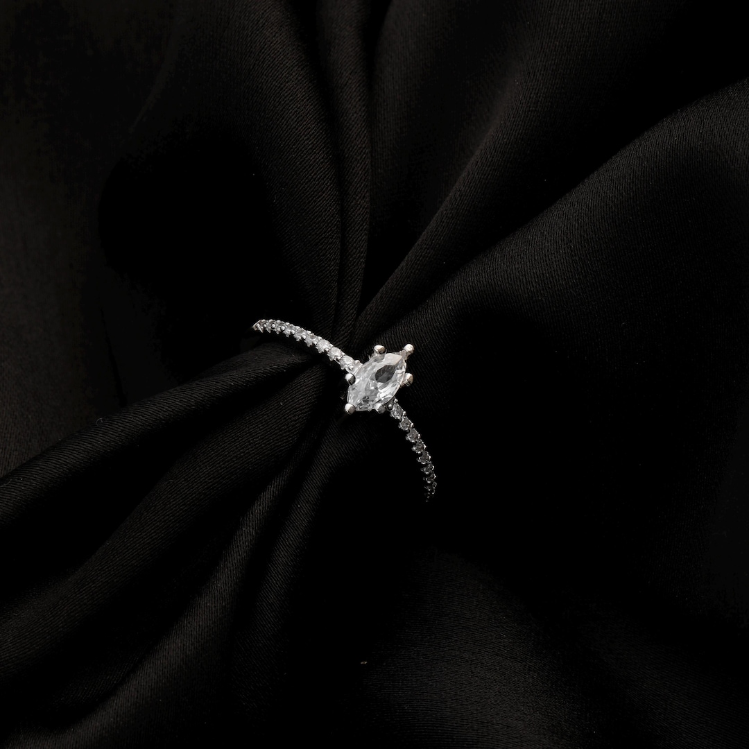 Lab Grown Diamond Engagement Ring Marquise Solitaire, 2 Ct Center Stone ...