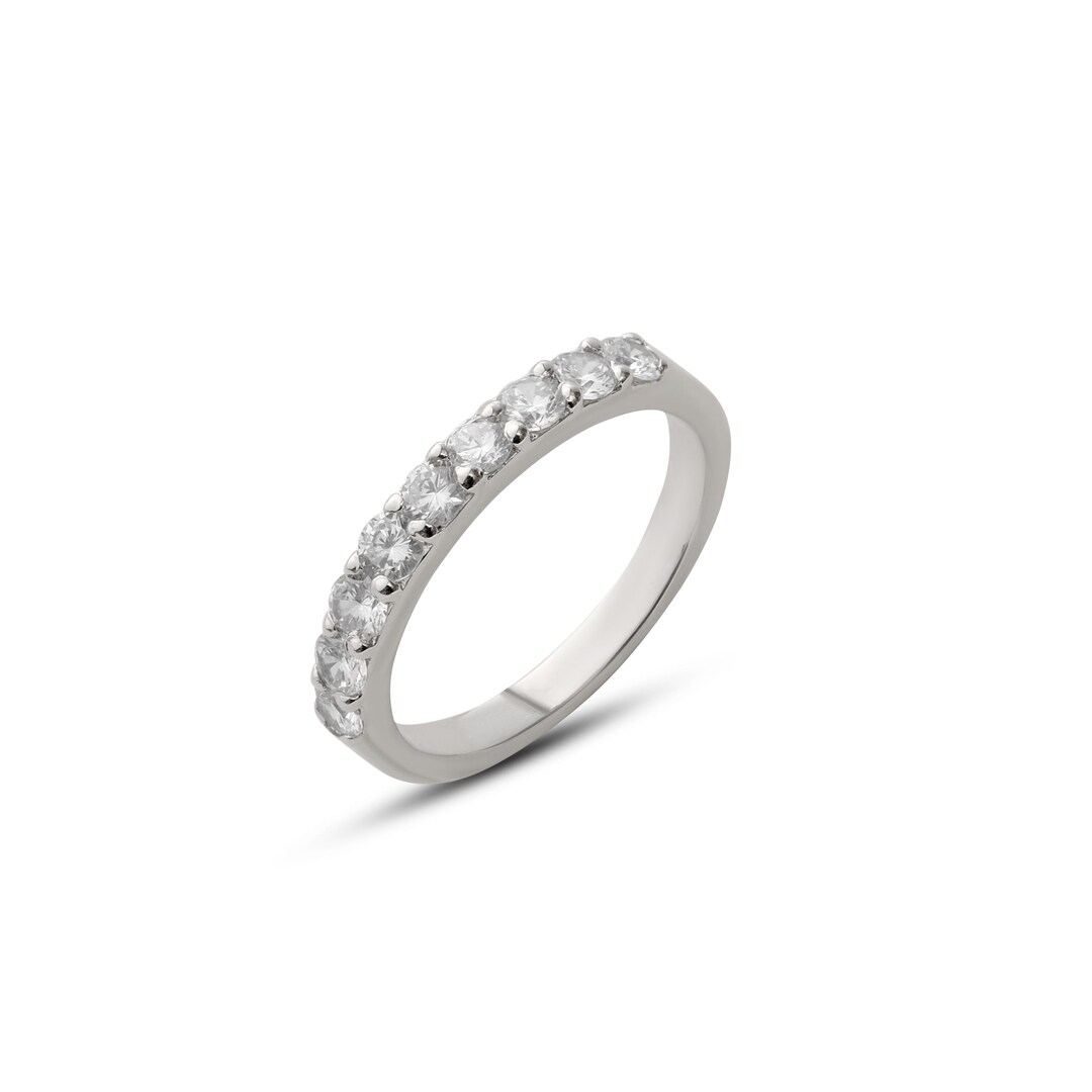 1 Ct Lab Grown Diamond Half Eternity Ring | 14K Gold Wedding Band - Etsy